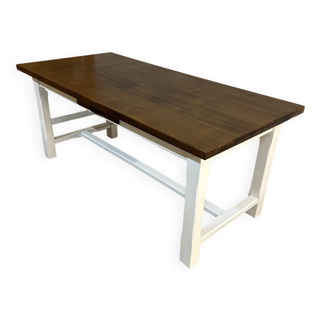 White and wood revamped farm table