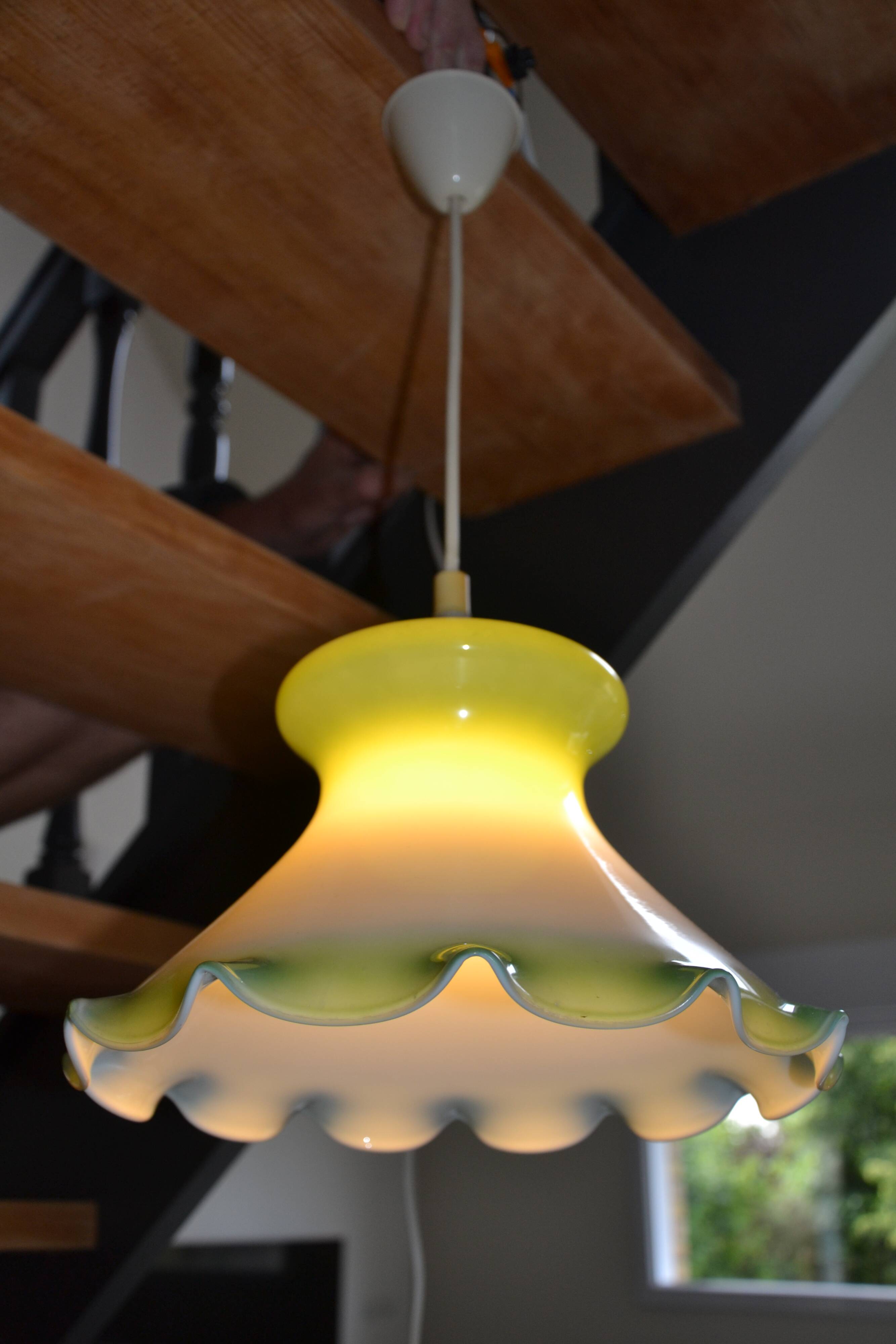 Suspension vintage en opaline verte | Selency
