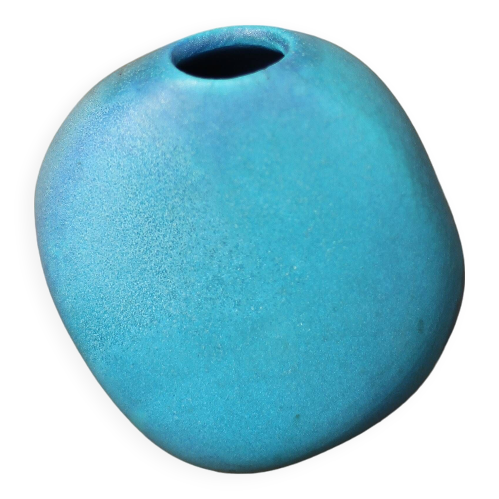 Vase signé Tim et Jacqueline Orr, petit vase forme libre, vase bleu ...