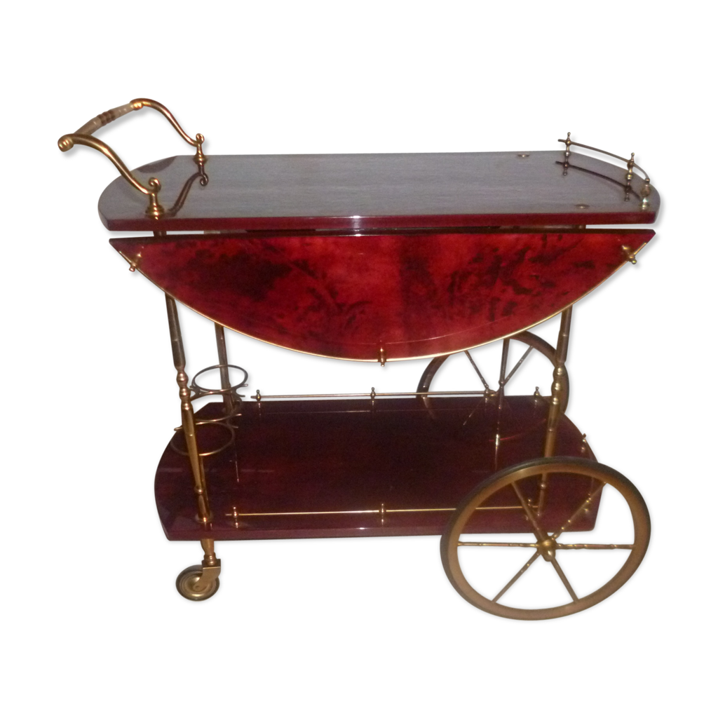 Chariot bar sur roulettes laiton 1960 | Selency