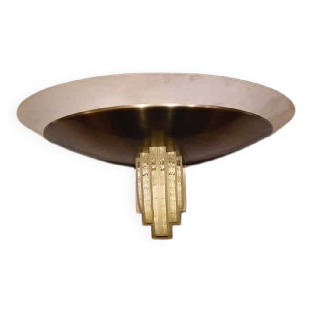 Applique Jean Perzel - chrome brossé et verre sablé | Selency