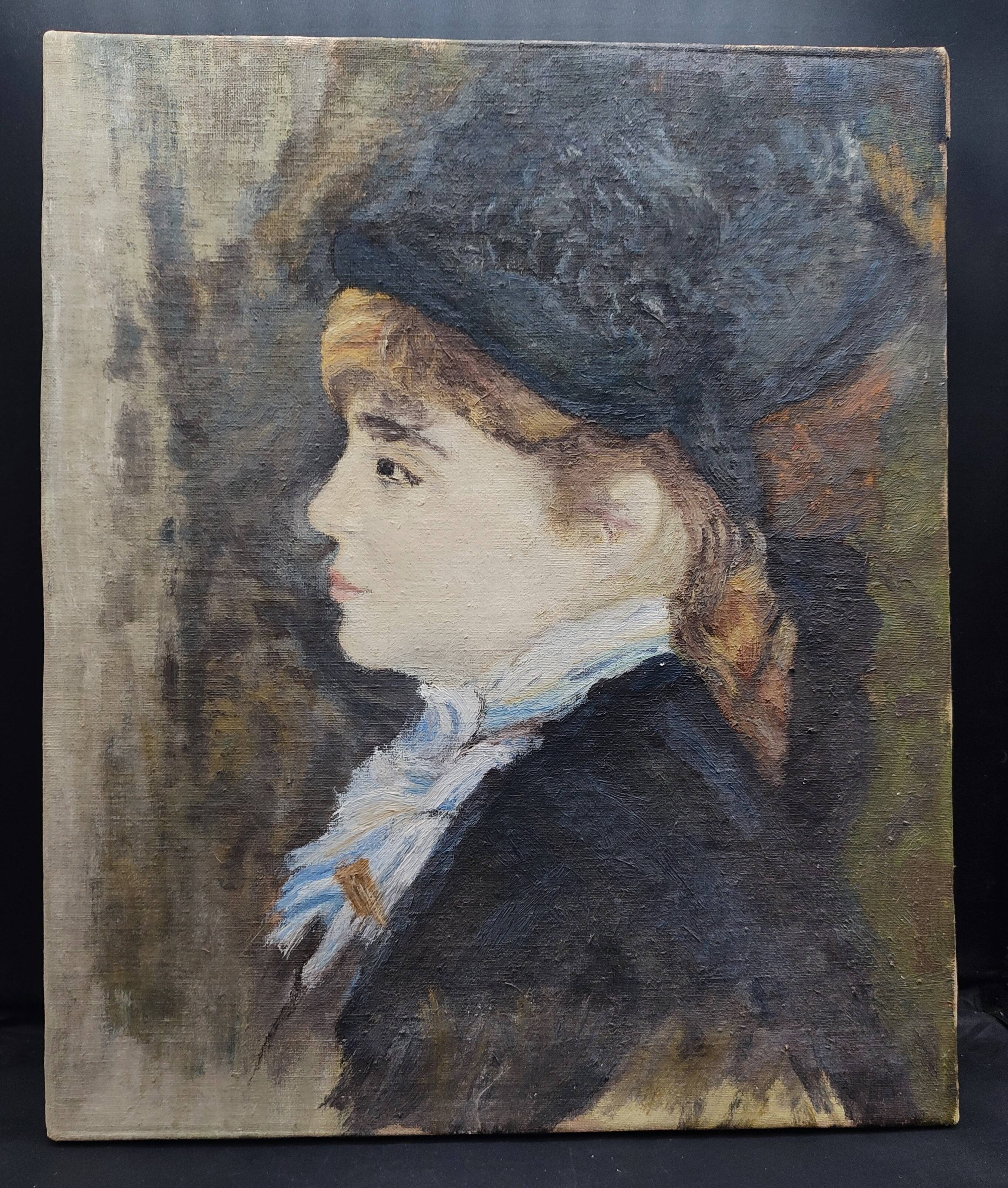 Huile sur toile deux faces portrait et paysage Impressionnisme début ...