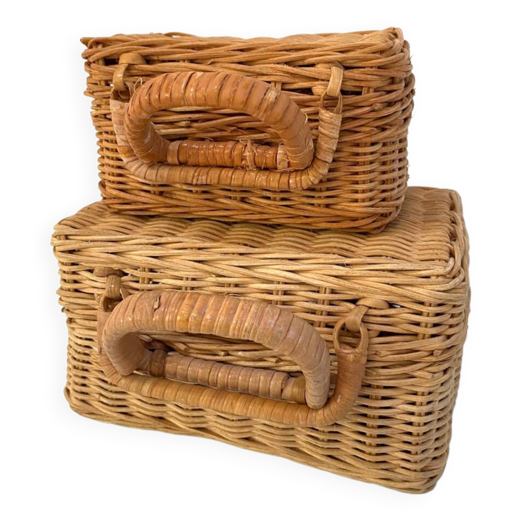 Duo de petits paniers vintage en rotin osier | Selency