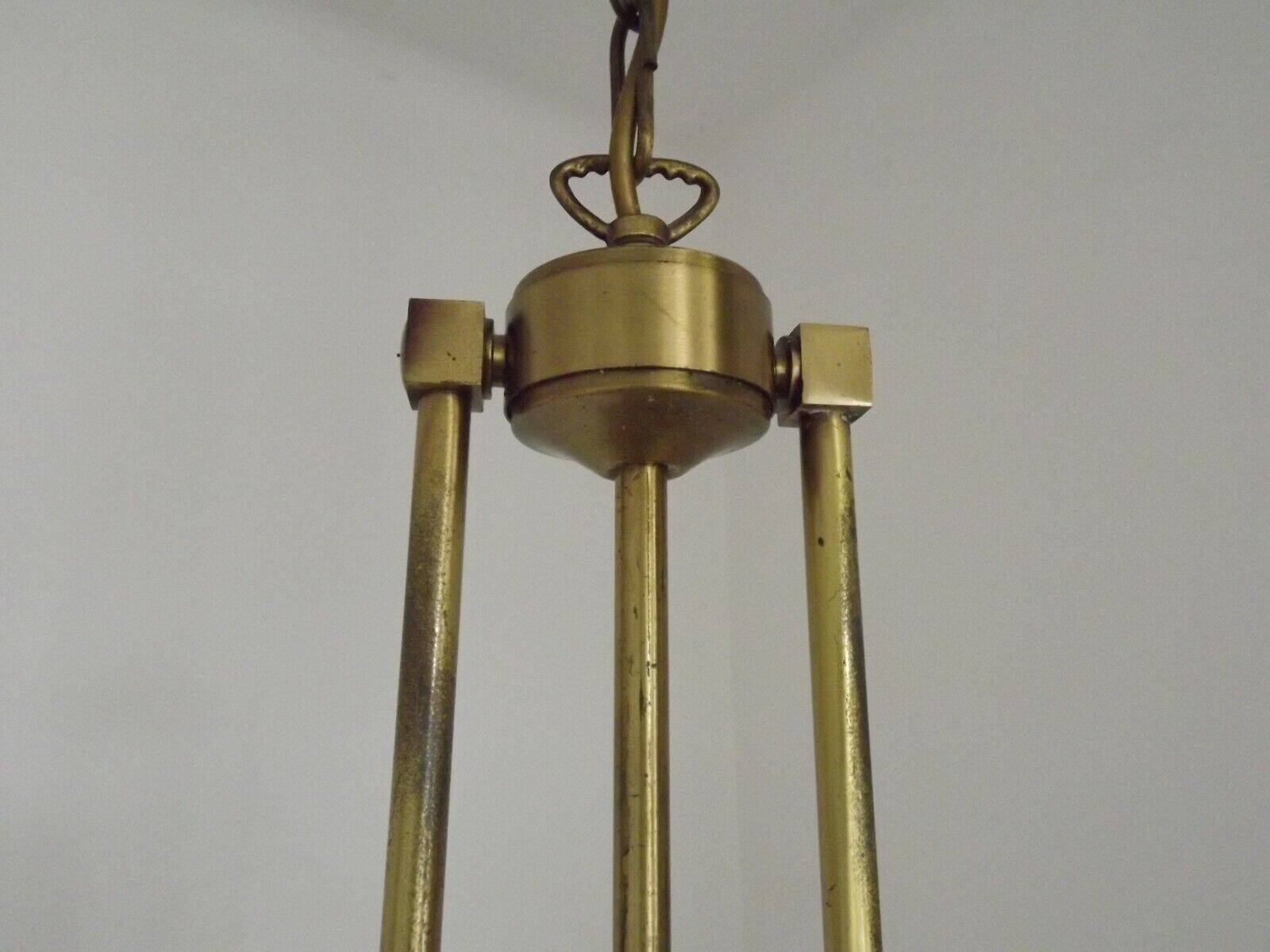 French Mid Century Bronze & Wood Billiard Light 2 Cream Round Glass ...
