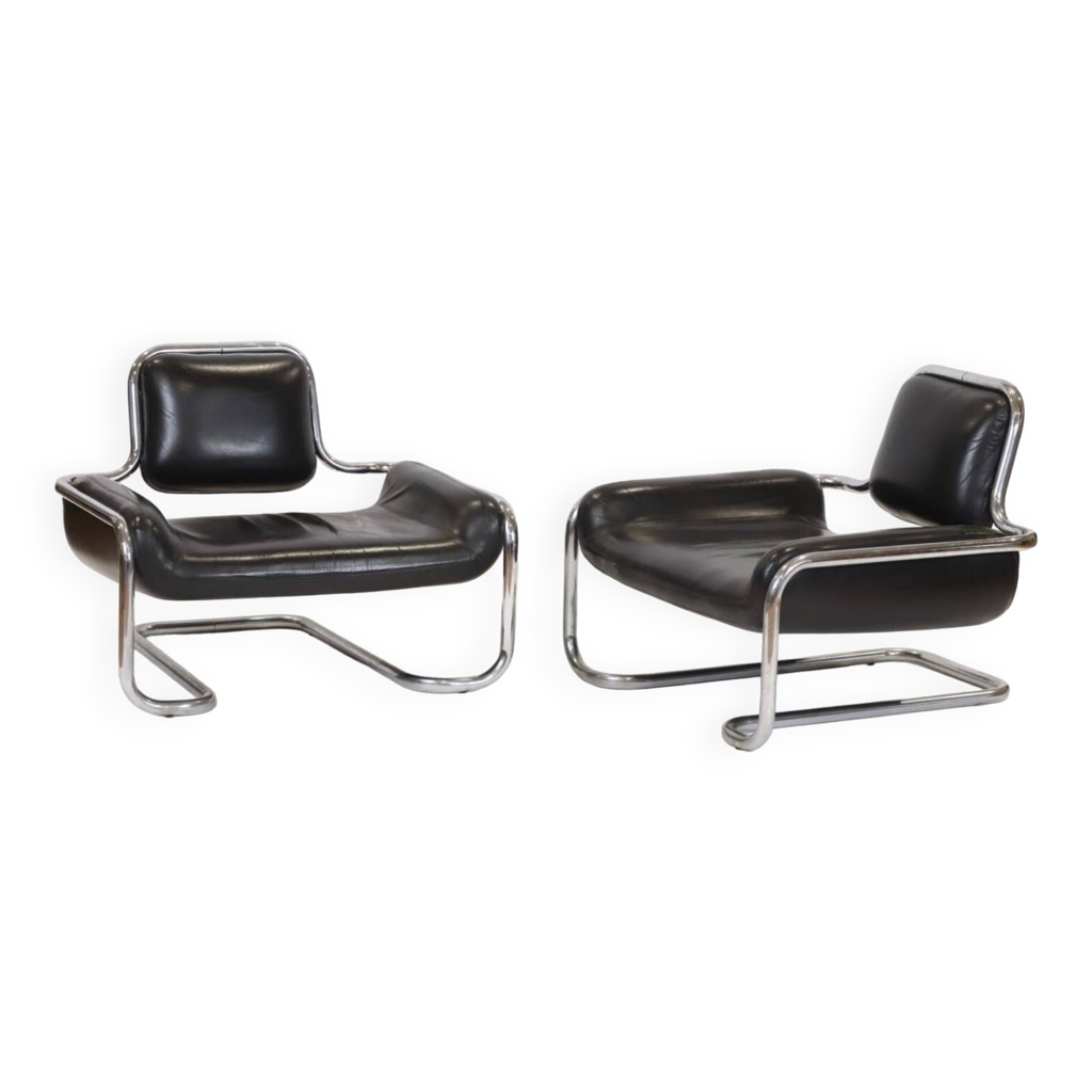 Paire de fauteuils limande lemonsole chairs kwok hoi chan 1970 steiner ...