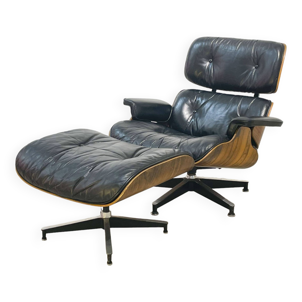 Fauteuil vintage avec ottoman en palissandre de Rio de Charles et Ray ...