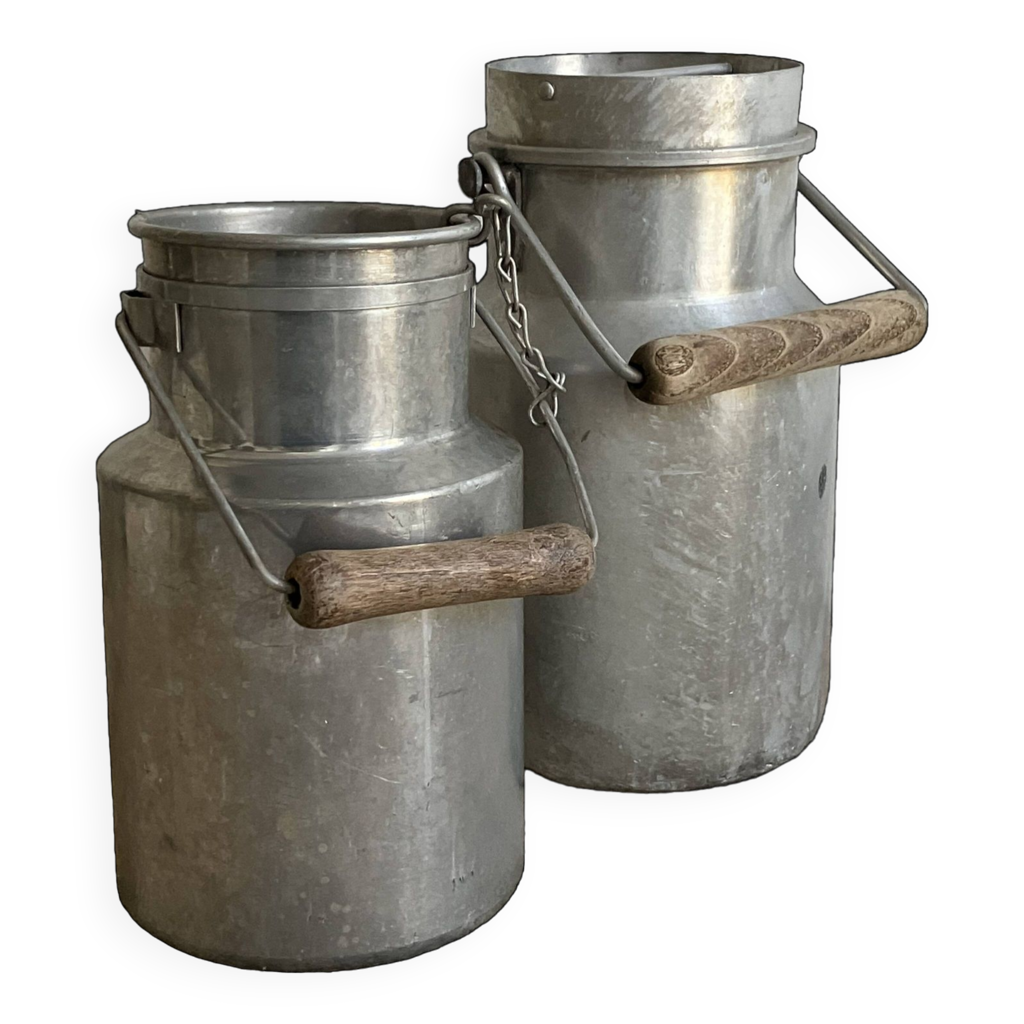 2 anciens pots à lait en aluminium | Selency