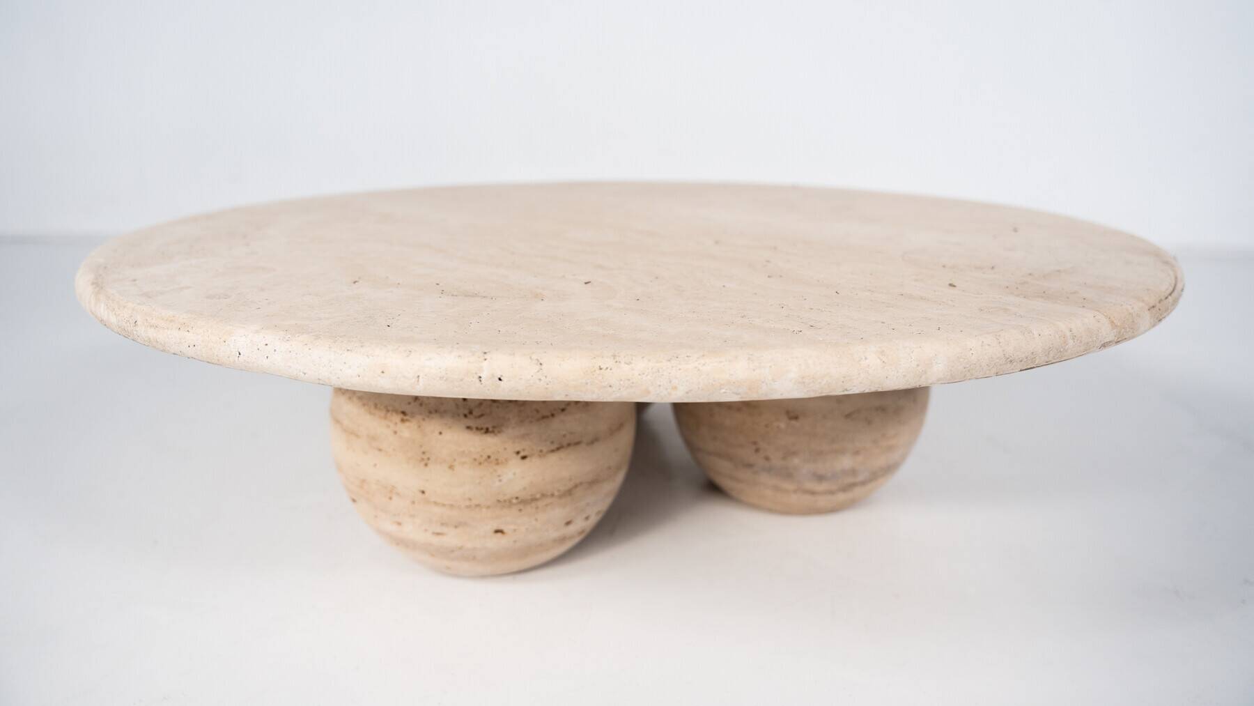 Contemporary Round Travertine Coffee Table, Italy | Selency