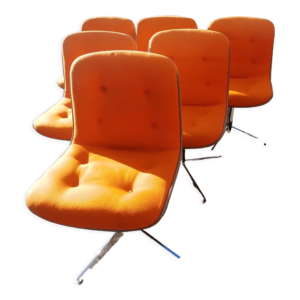 Lot de 6 fauteuils vintage de bureau Steelcase Strafor de Randall Buck ...