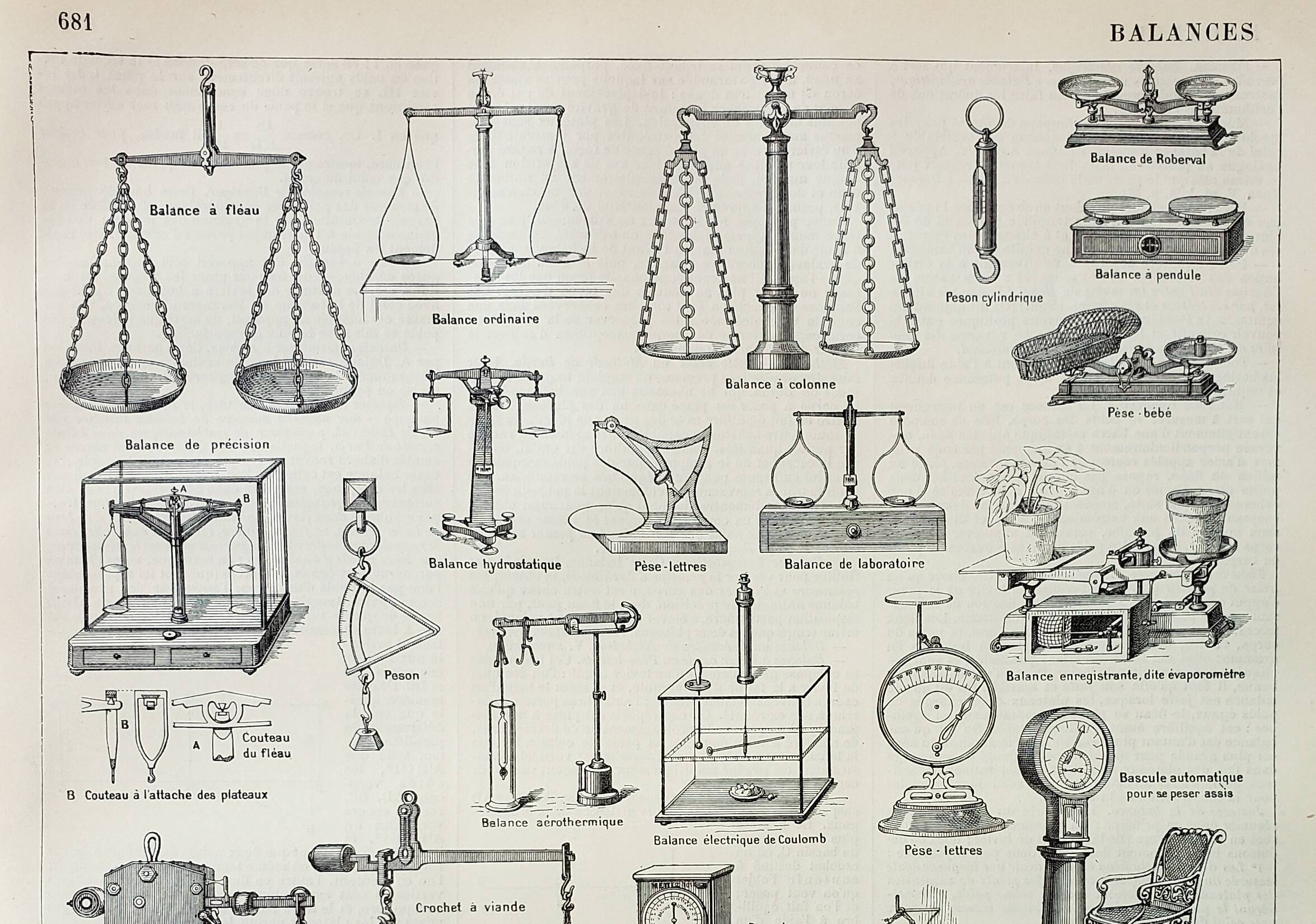 Gravure ancienne de 1898 • Balance ancienne, bascule • Affiche ...