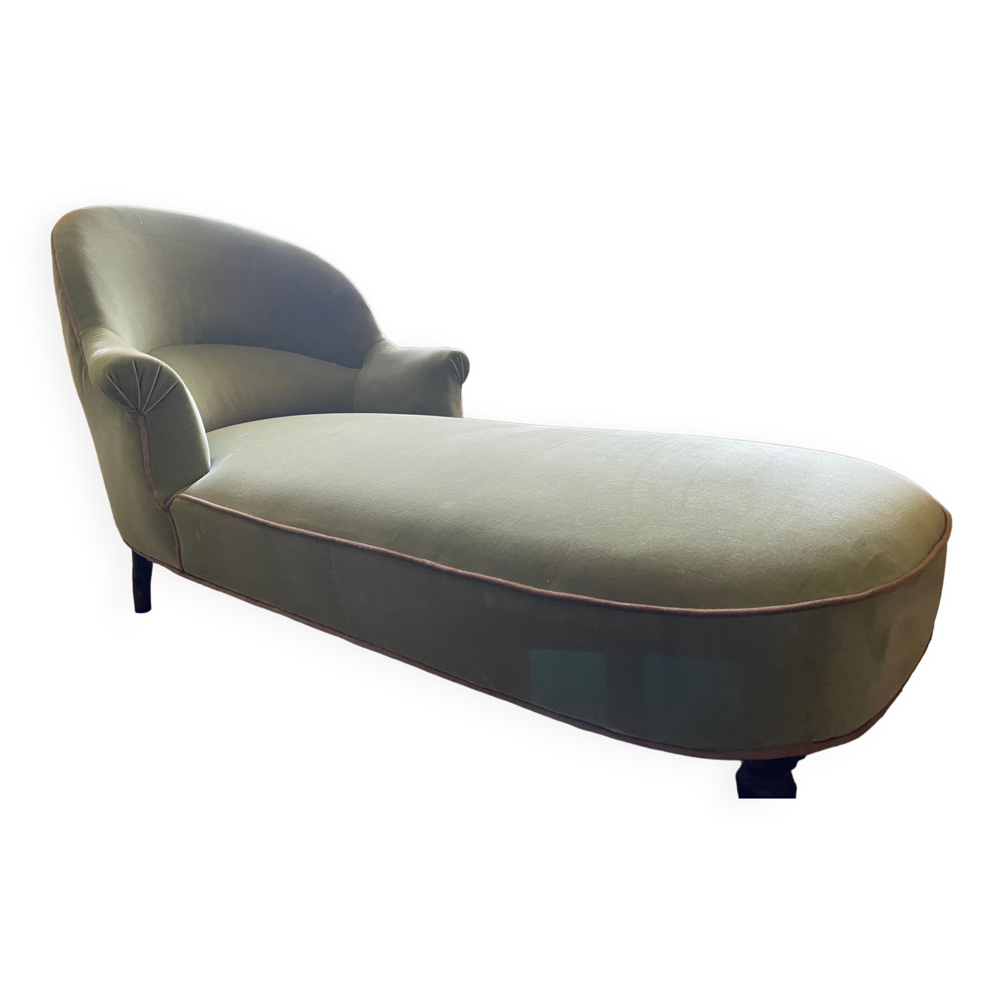 Méridienne ancienne en velours vert clair | Selency