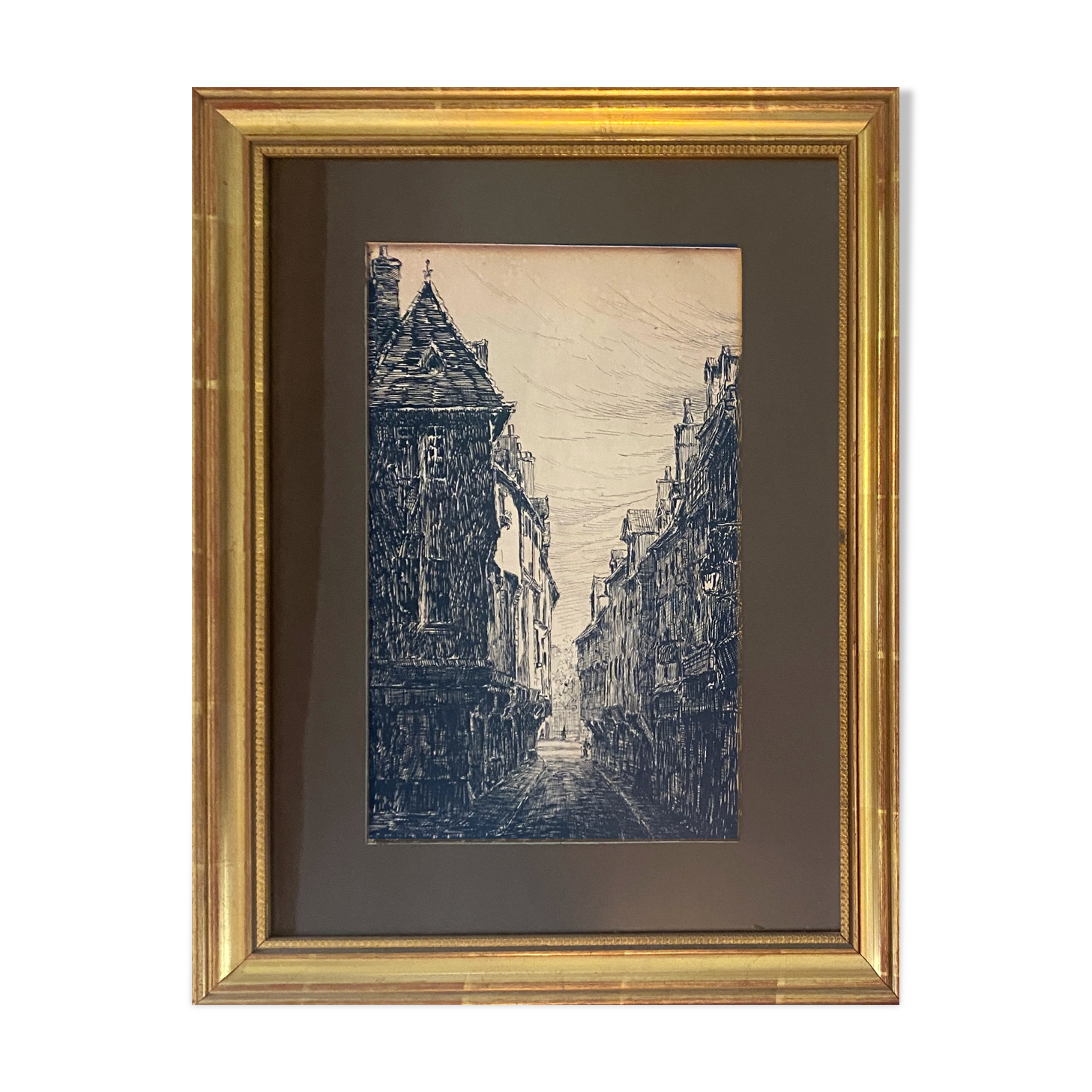 Tableau "Rue verrerie Dijon vers 1880" par Paul Deval Dessin à l'encre ...