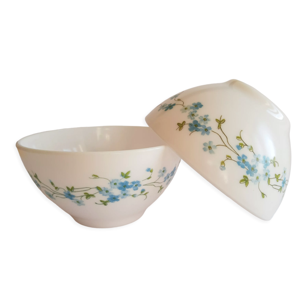 Duo bols opaline arcopal modèle Véronica myosotis vintage | Selency