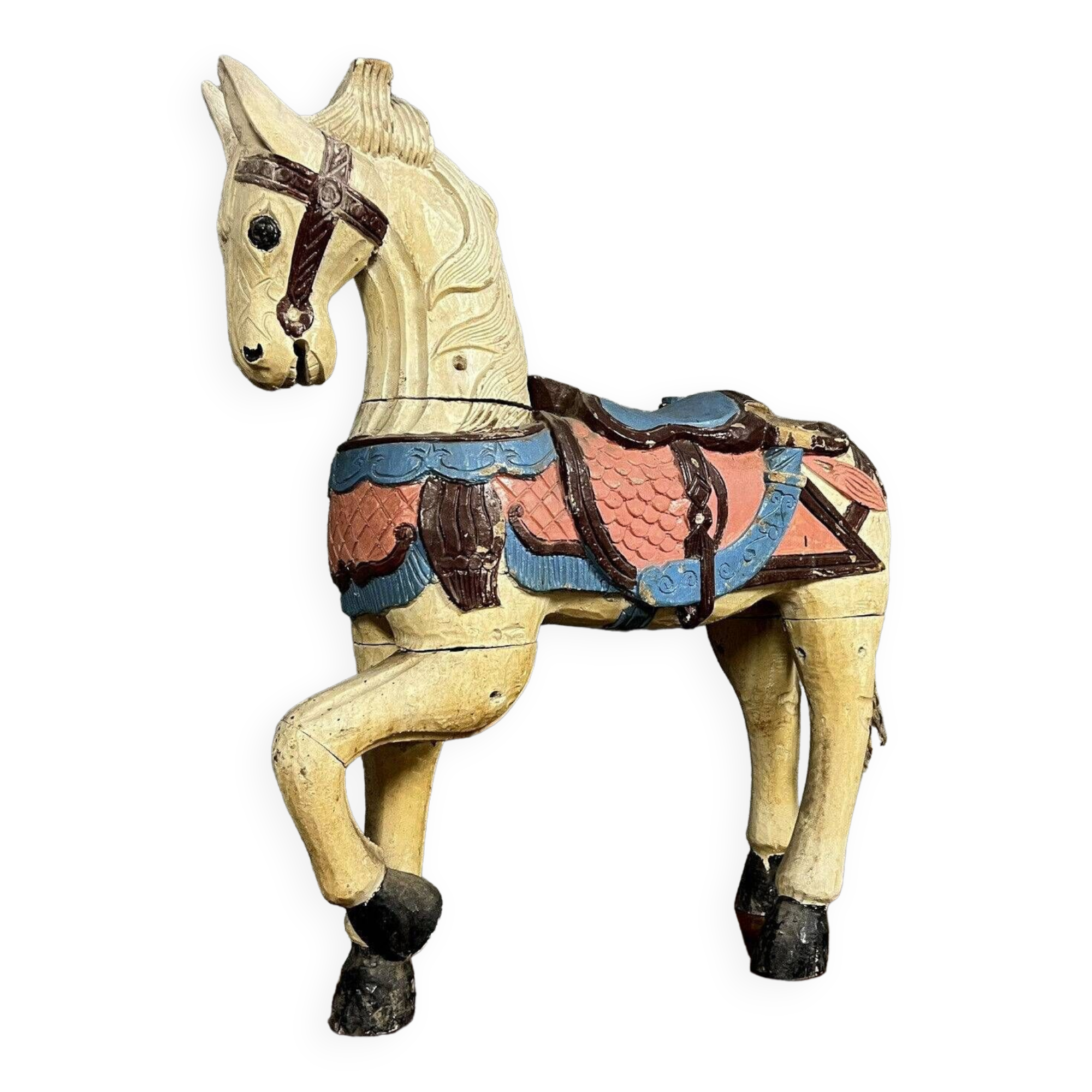 Cheval en bois sculpté et peint de la fin du 19e siècle vers 1880-1900 ...