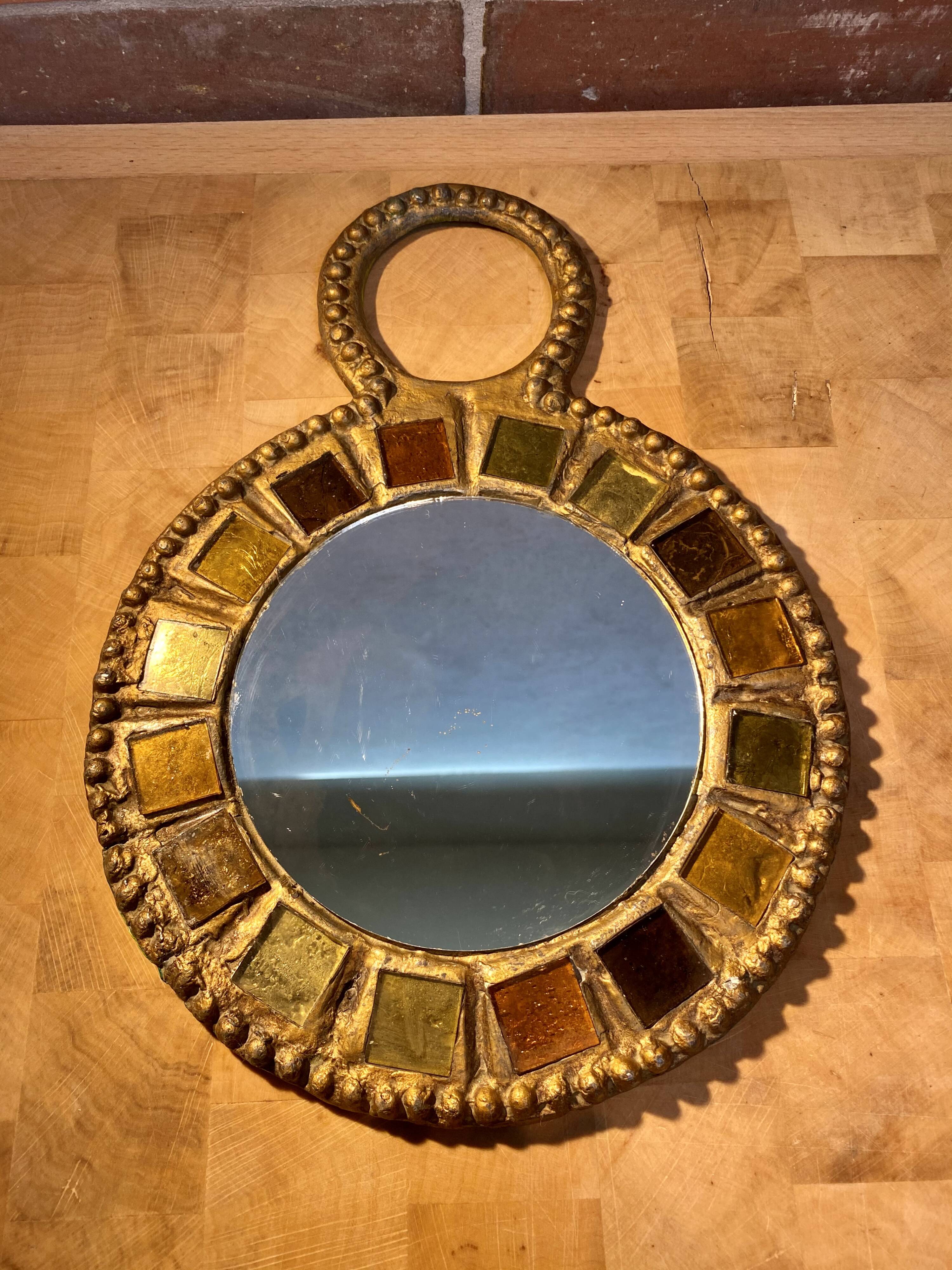 Miroir mural en métal et pâte de verre, école Line Vautrin, Irena Jaworska | Selency