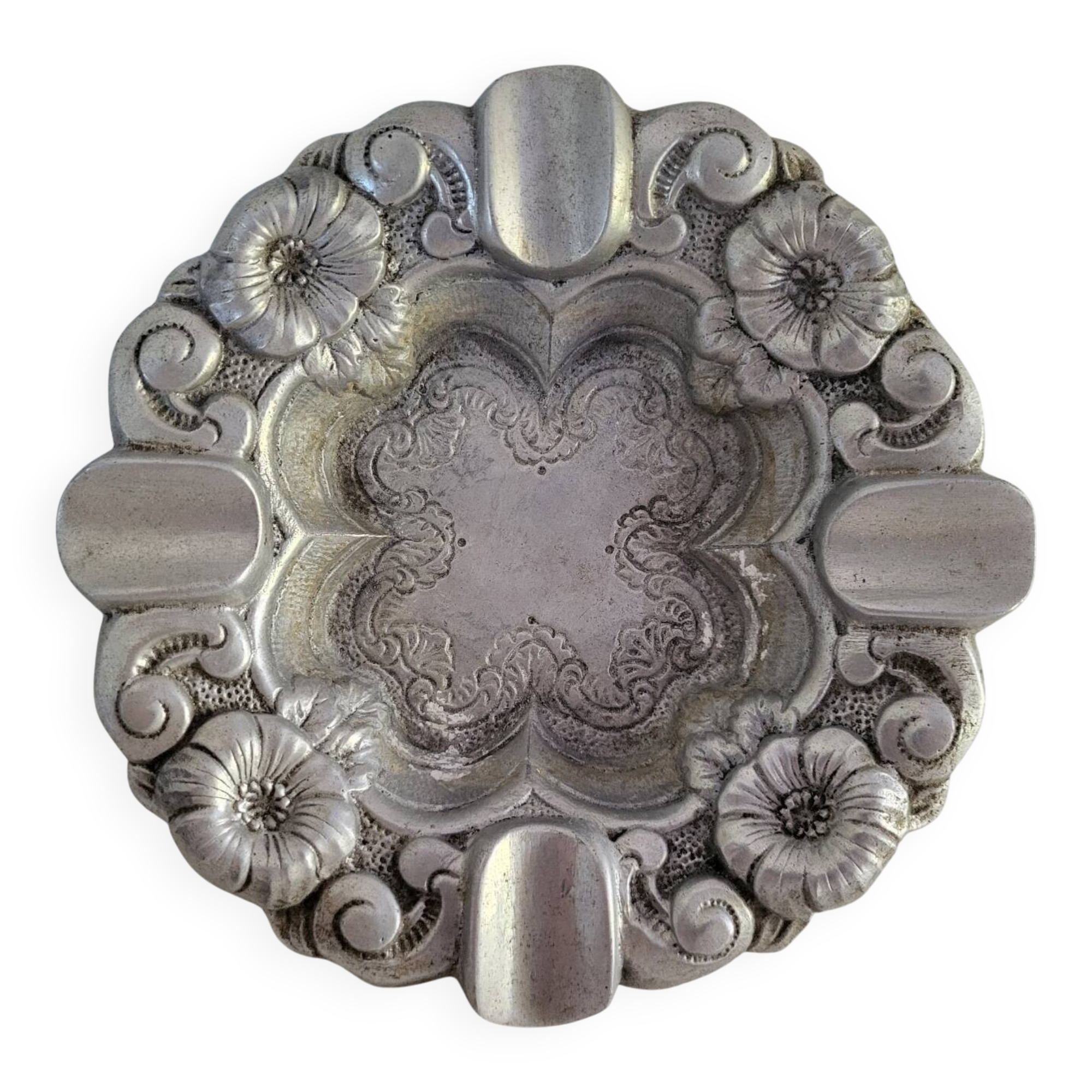 Cendrier en métal couleur argent | Selency