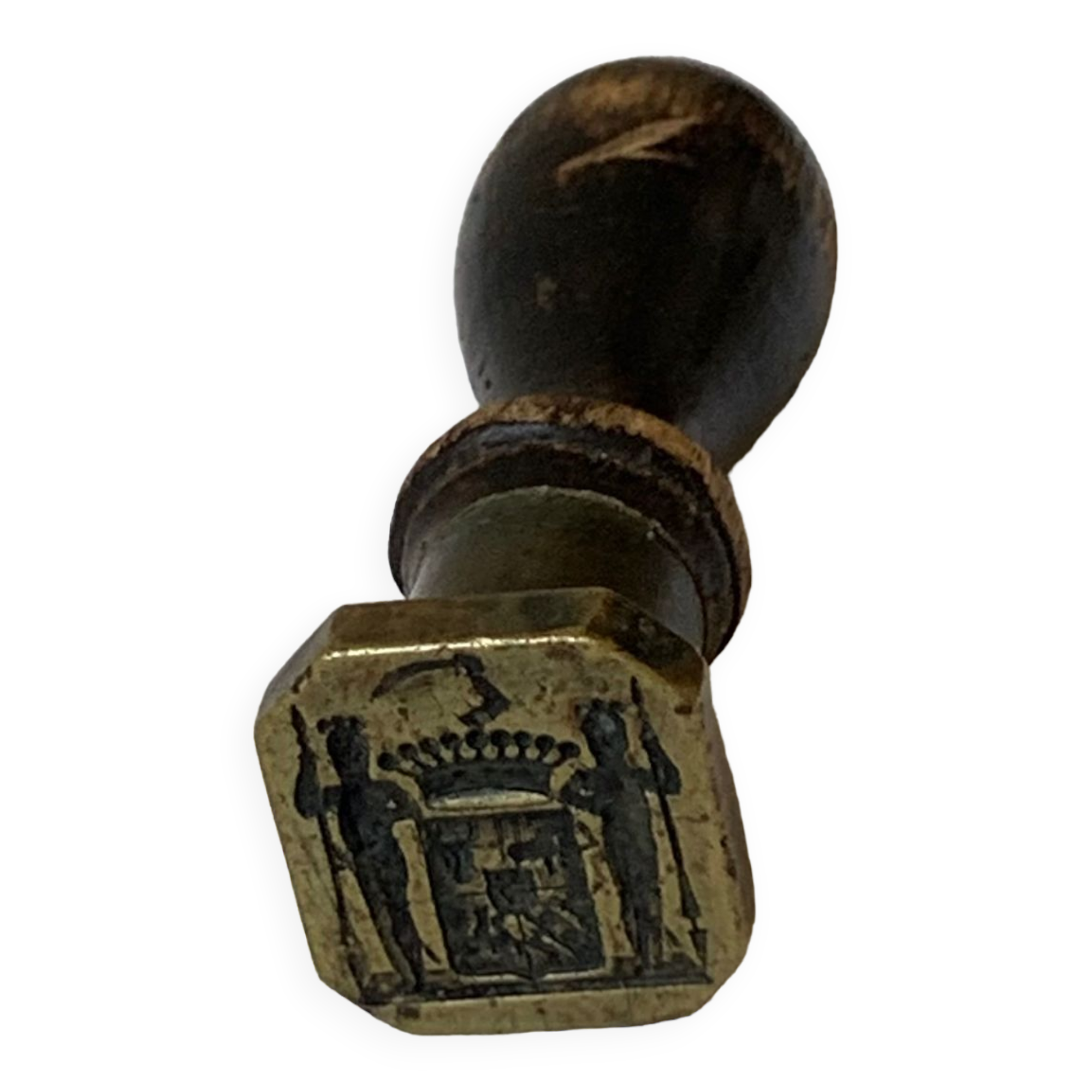 Ancien sceau cachet armoiries bronze et bois vintage | Selency
