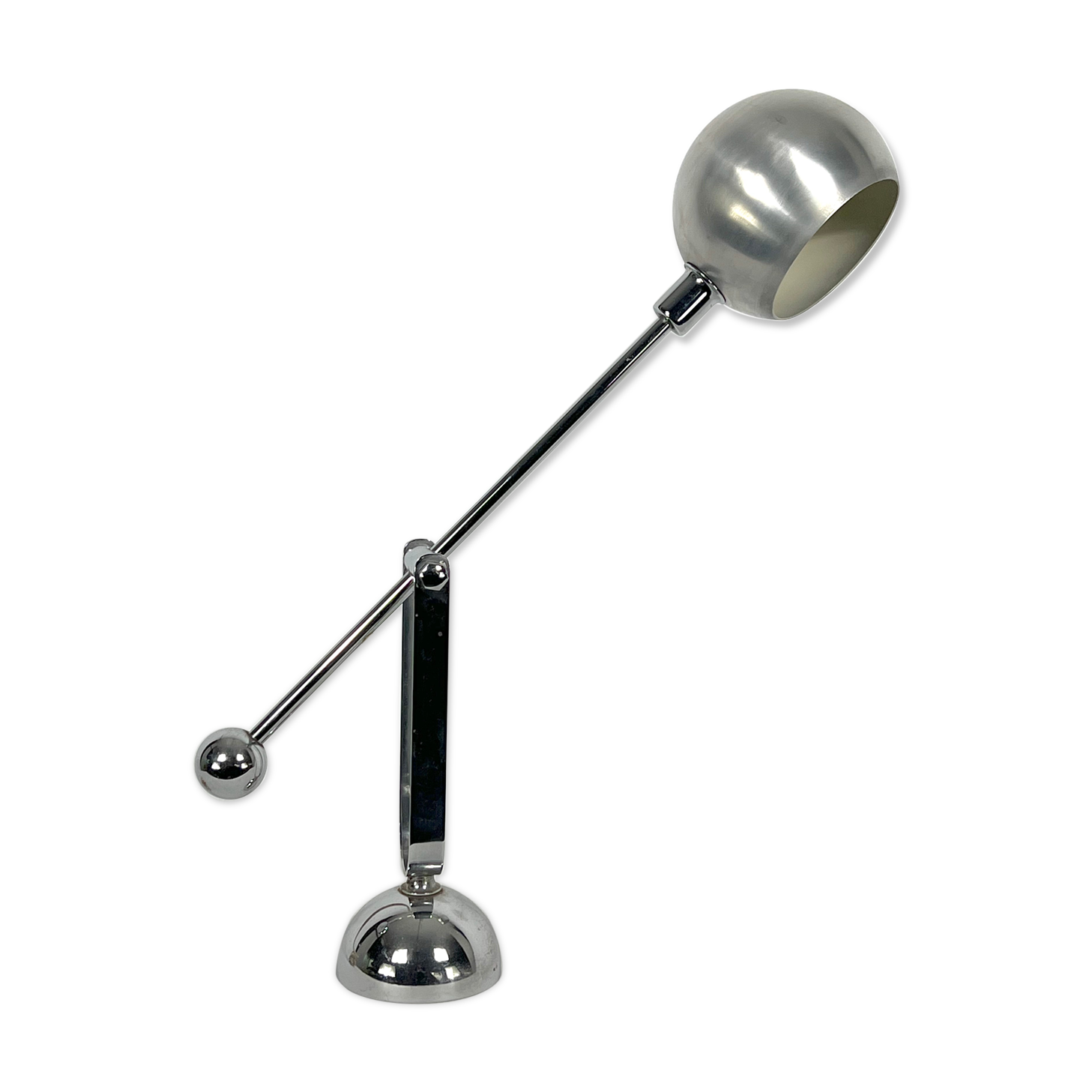 Lampe de table italienne à contrepoids chromé des années 70 | Selency