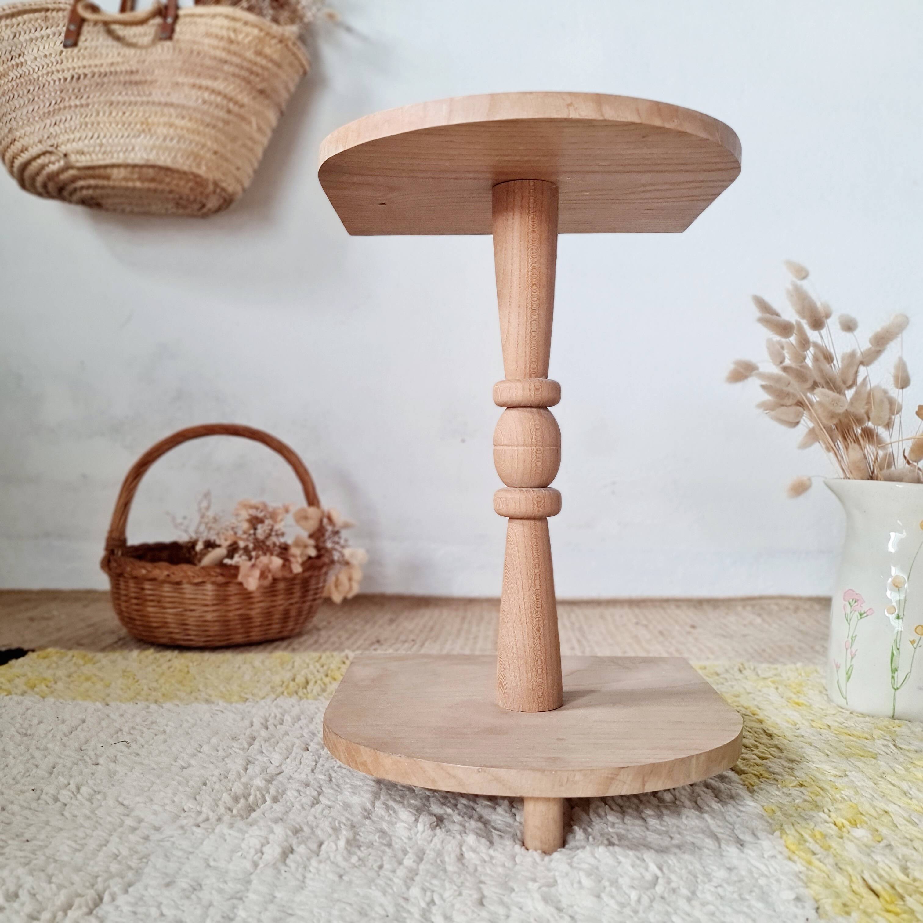 Guéridon brutaliste en bois brut | Selency