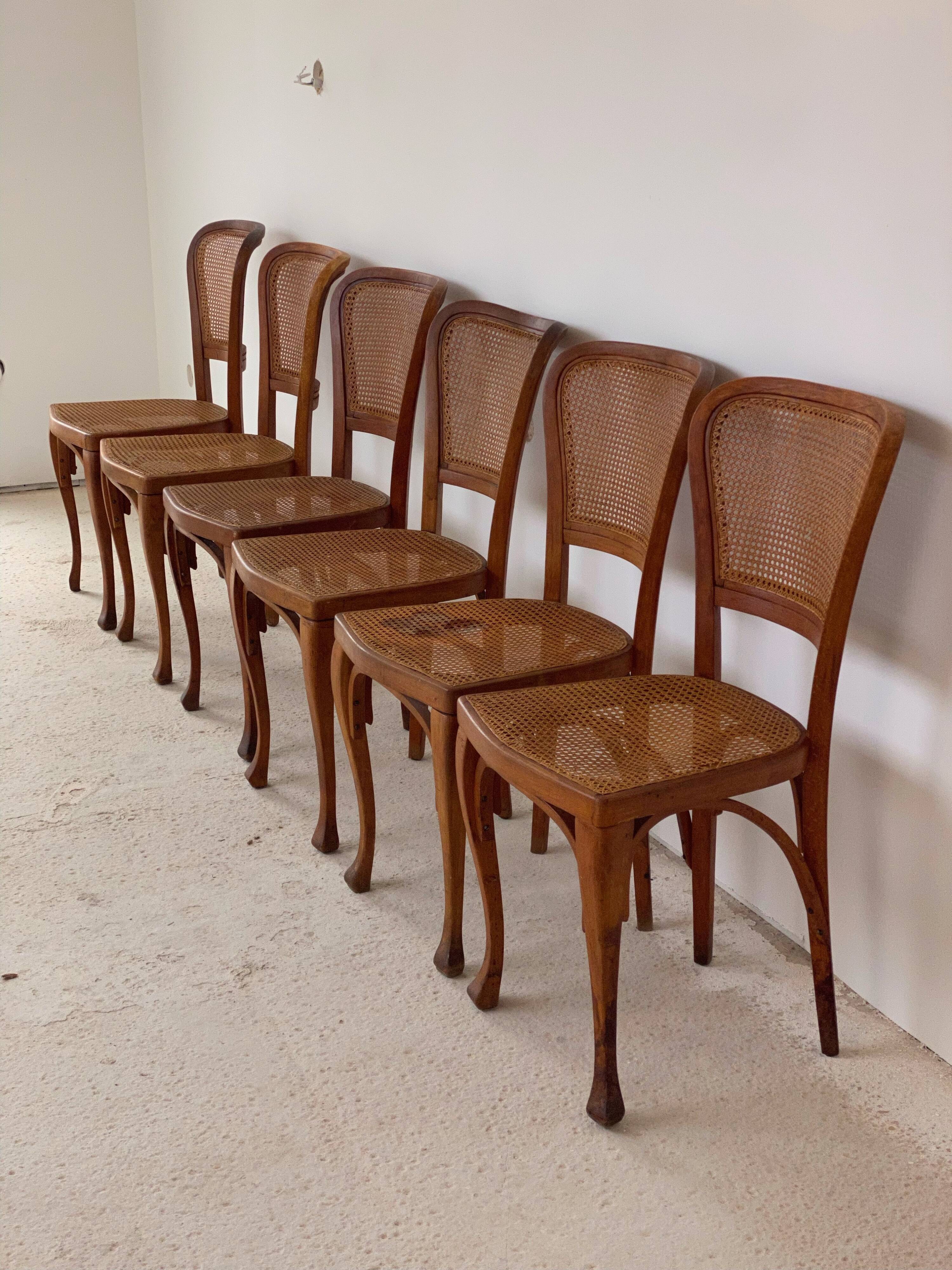 Série de 6 chaises art nouveau de Jacob & Josef Kohn | Selency