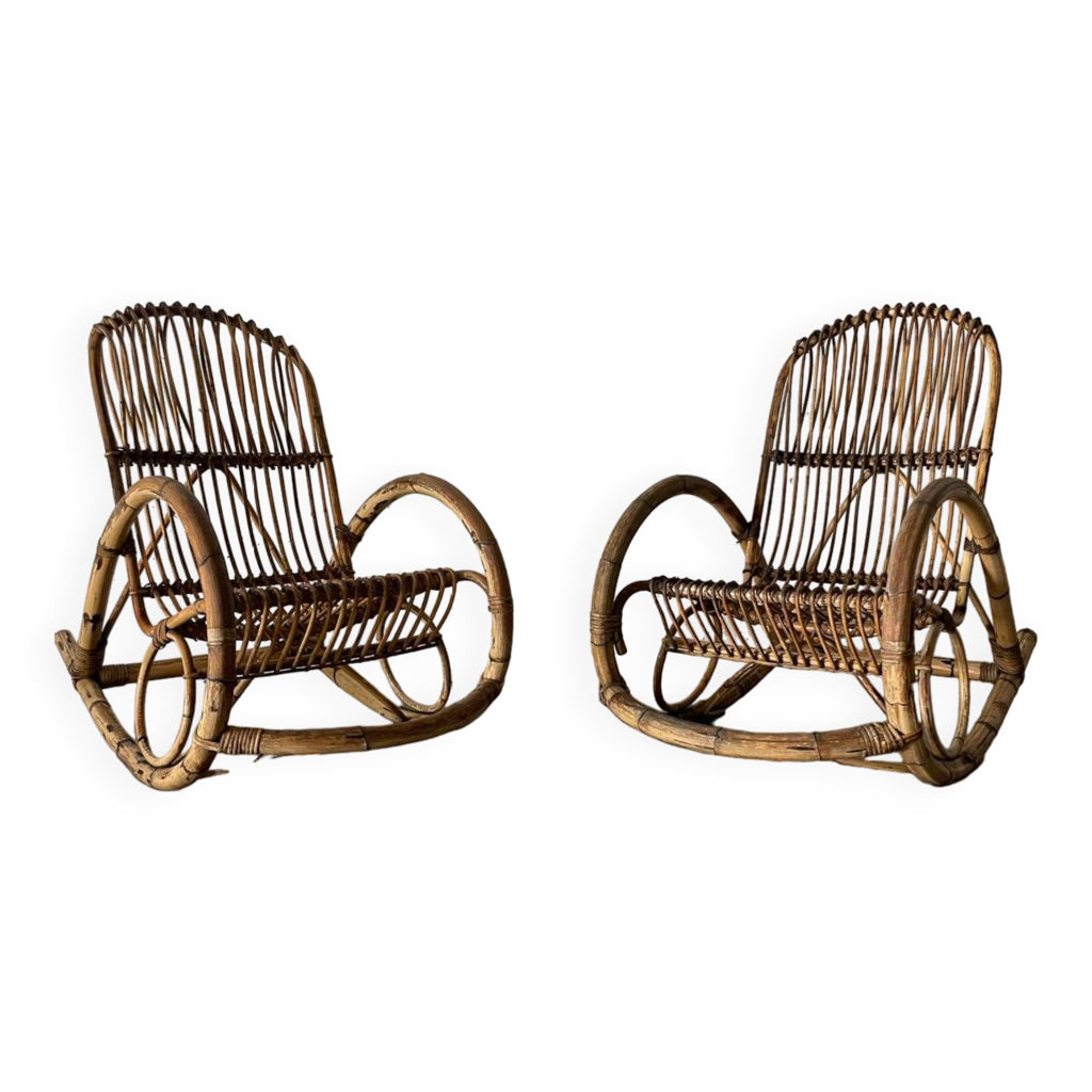 Paire rocking-chair rotin | Selency
