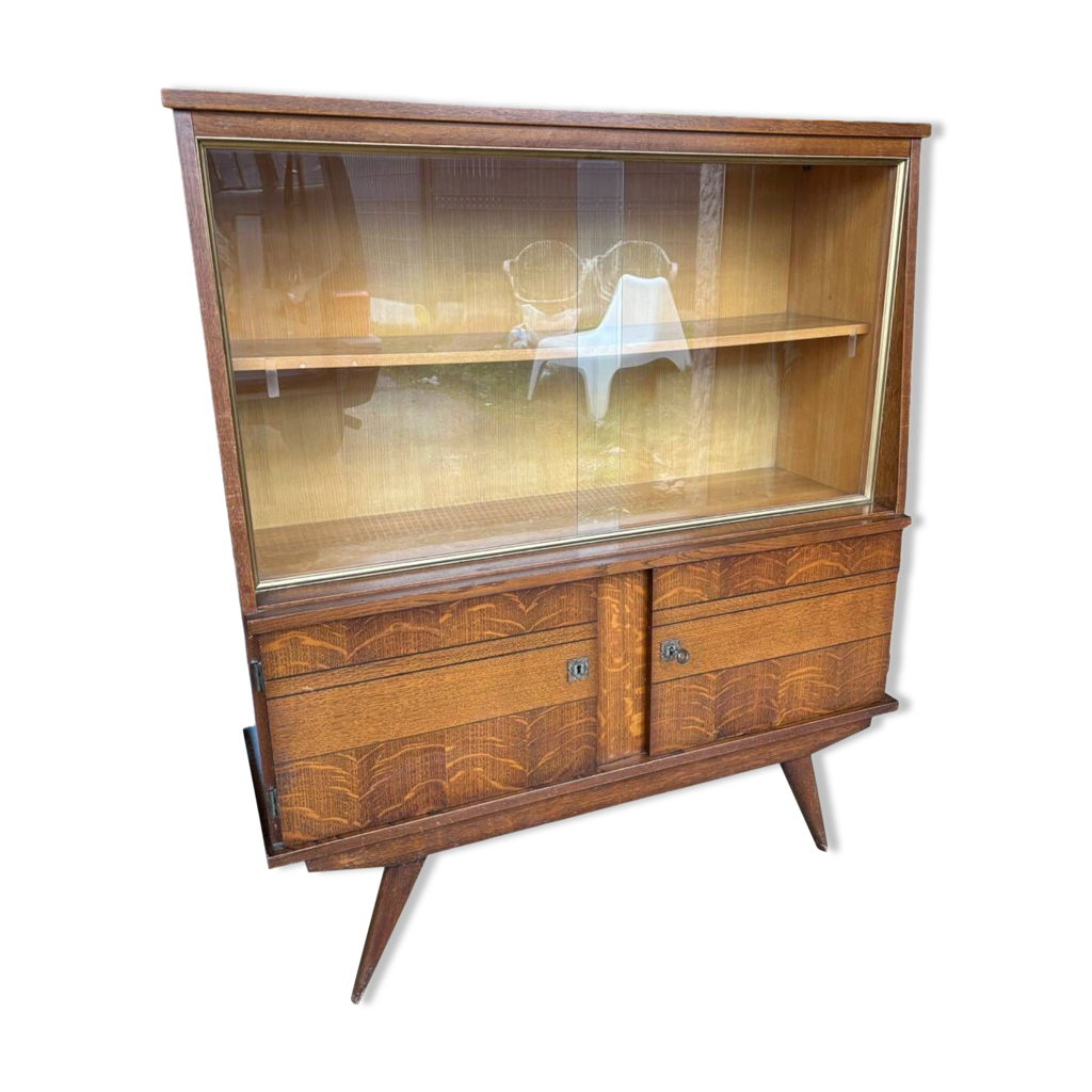Buffet vitrine vintage pieds compas 1950 | Selency