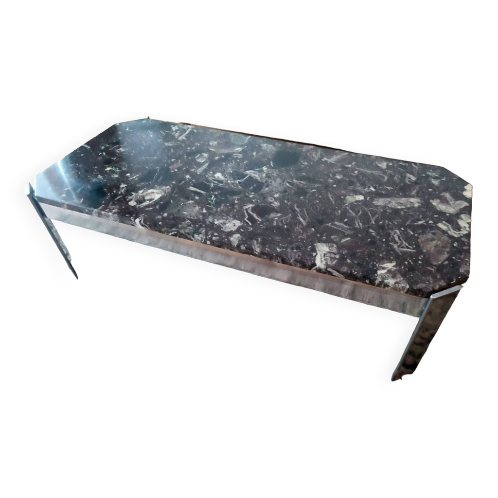 Table basse marbre et chrome Roche Bobois 70s | Selency