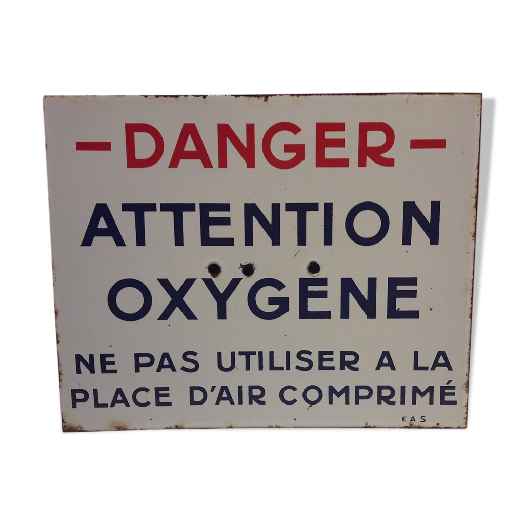Plaque danger oxygène émaillée | Selency