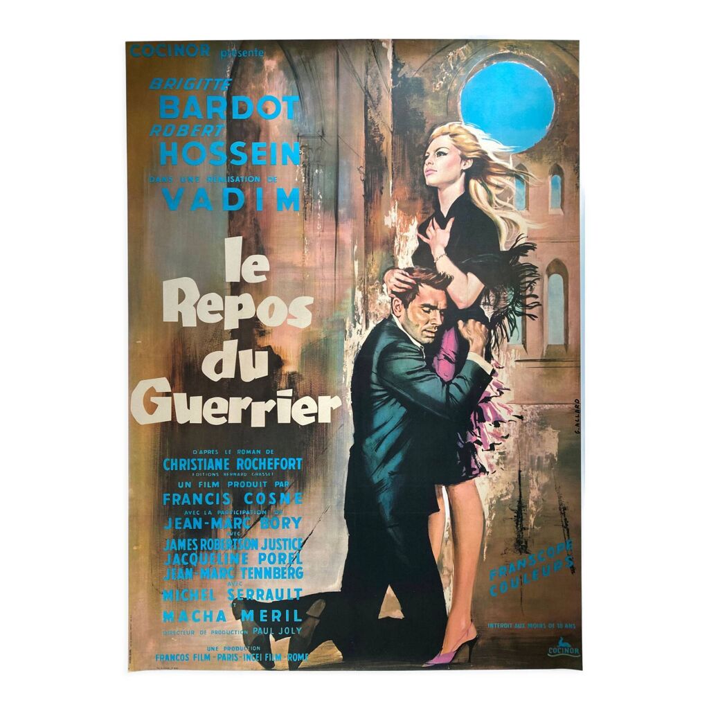 Original cinema poster "Le Repos du Guerrier" Brigitte Bardot 120x160cm ...