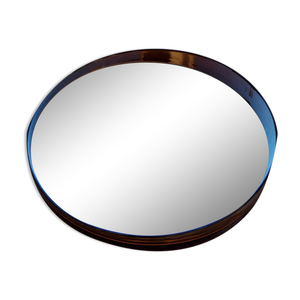 Syla round cap mirror from the 70s in smoked amber plexi | Selency