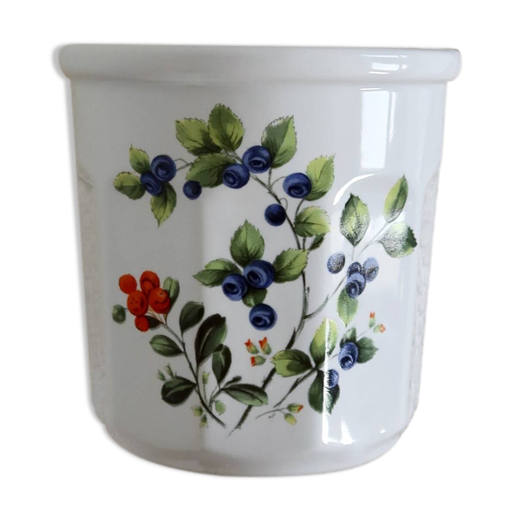 Pot de confiture vintage en porcelaine blanche motif fruits, Revol ...