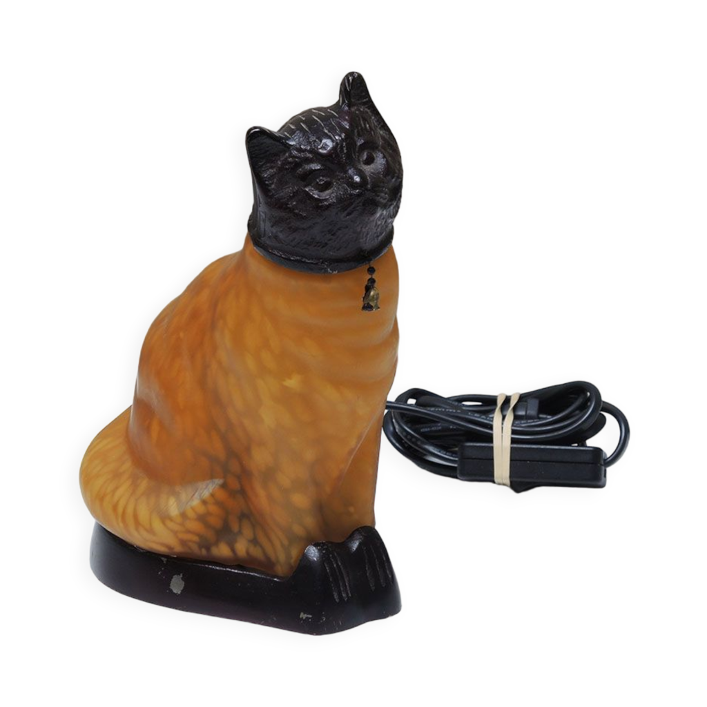 Lampe chat art déco en pâte de verre | Selency