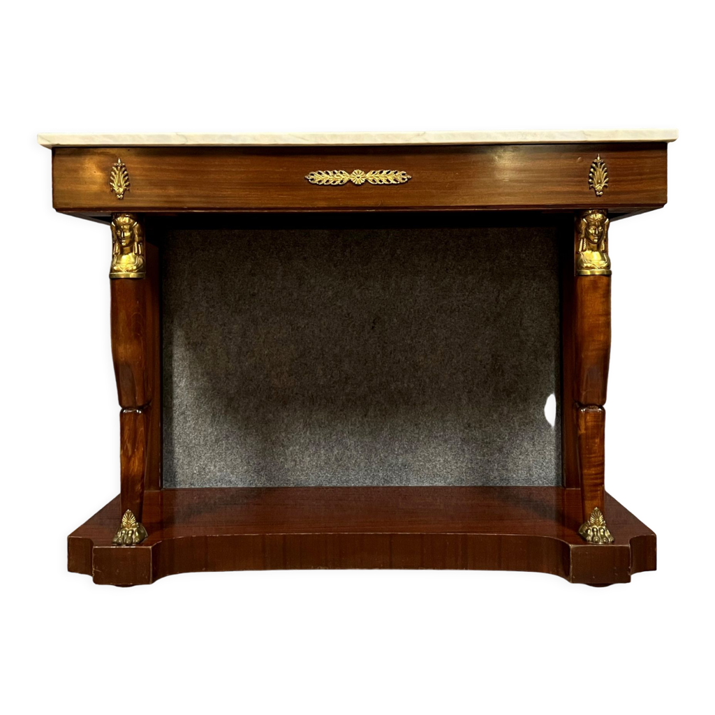 Console empire en acajou à cariatides en bronze circa 1880 | Selency