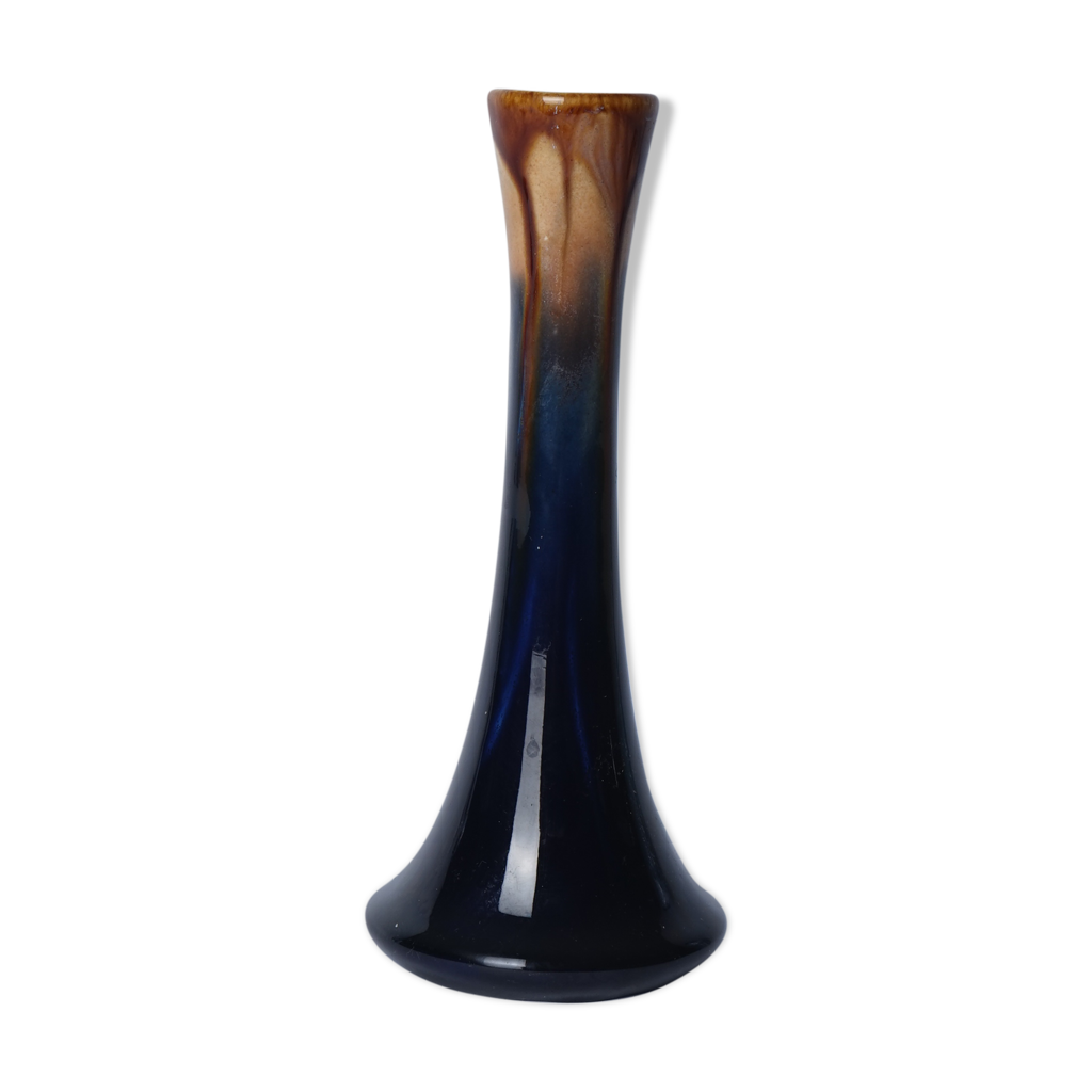 Soliflore porcelaine bleu et marron | Selency