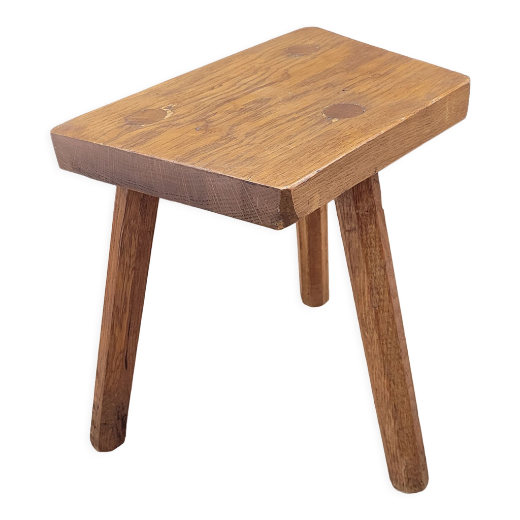 Tabouret tripode bois massif trapèze | Selency