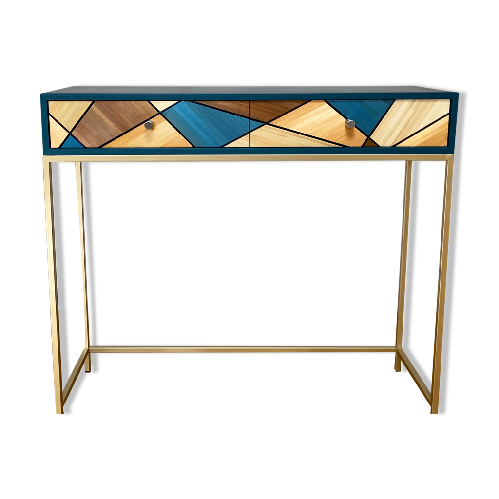Console "Colors" marqueterie de paille | Selency