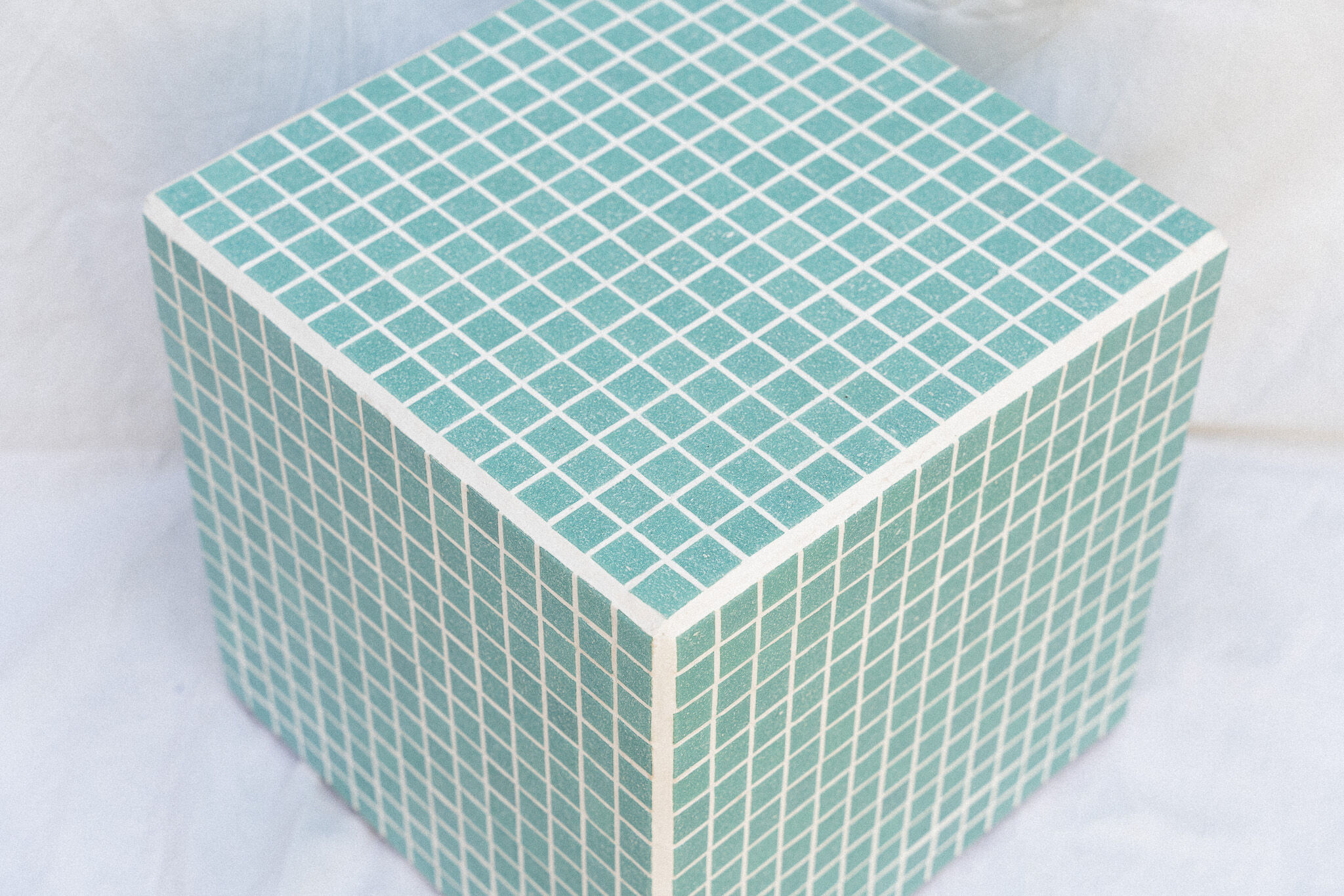 Cube bleu céladon table d'appoint 33x33 cm | Selency