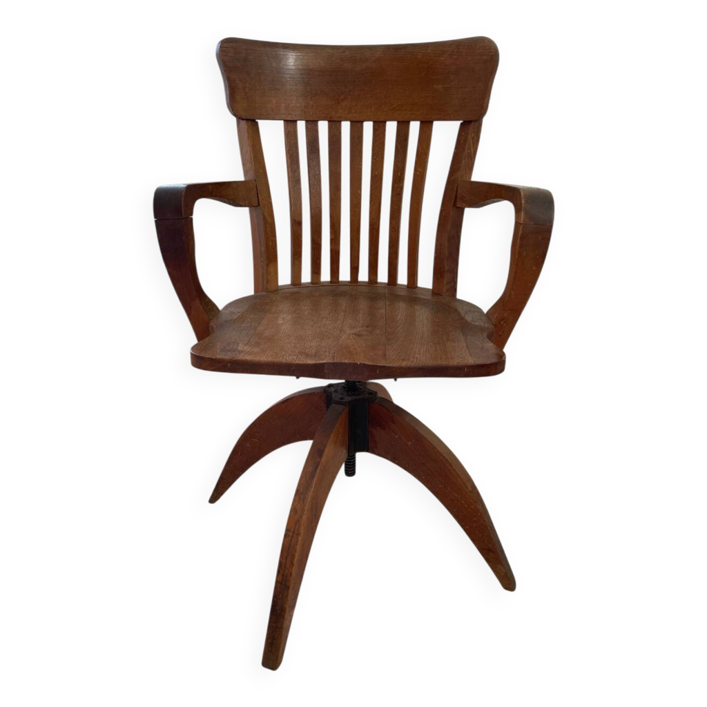 Fauteuil de bureau pivotant en chêne | Selency