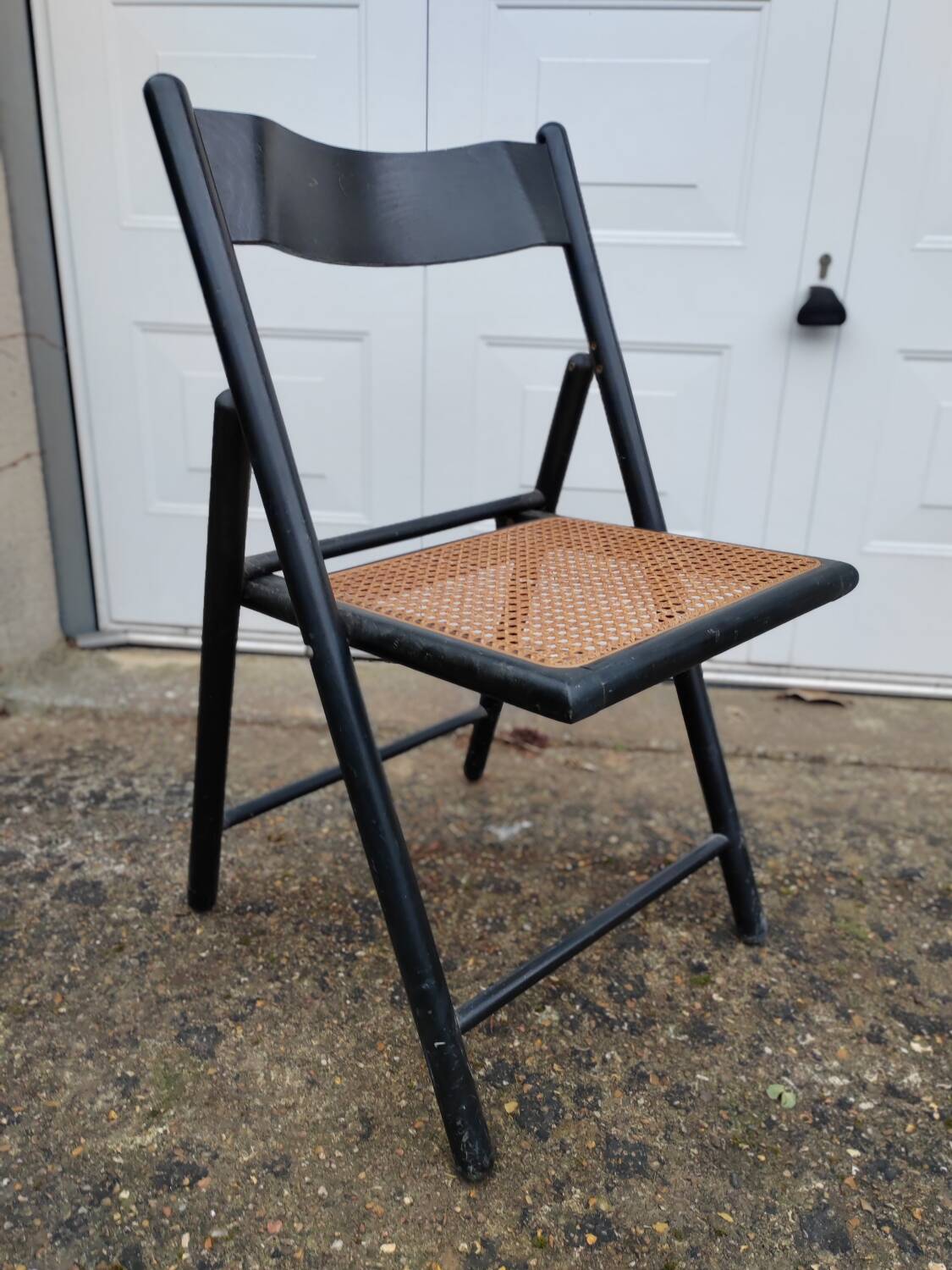 Chaise pliante cannée vintage | Selency