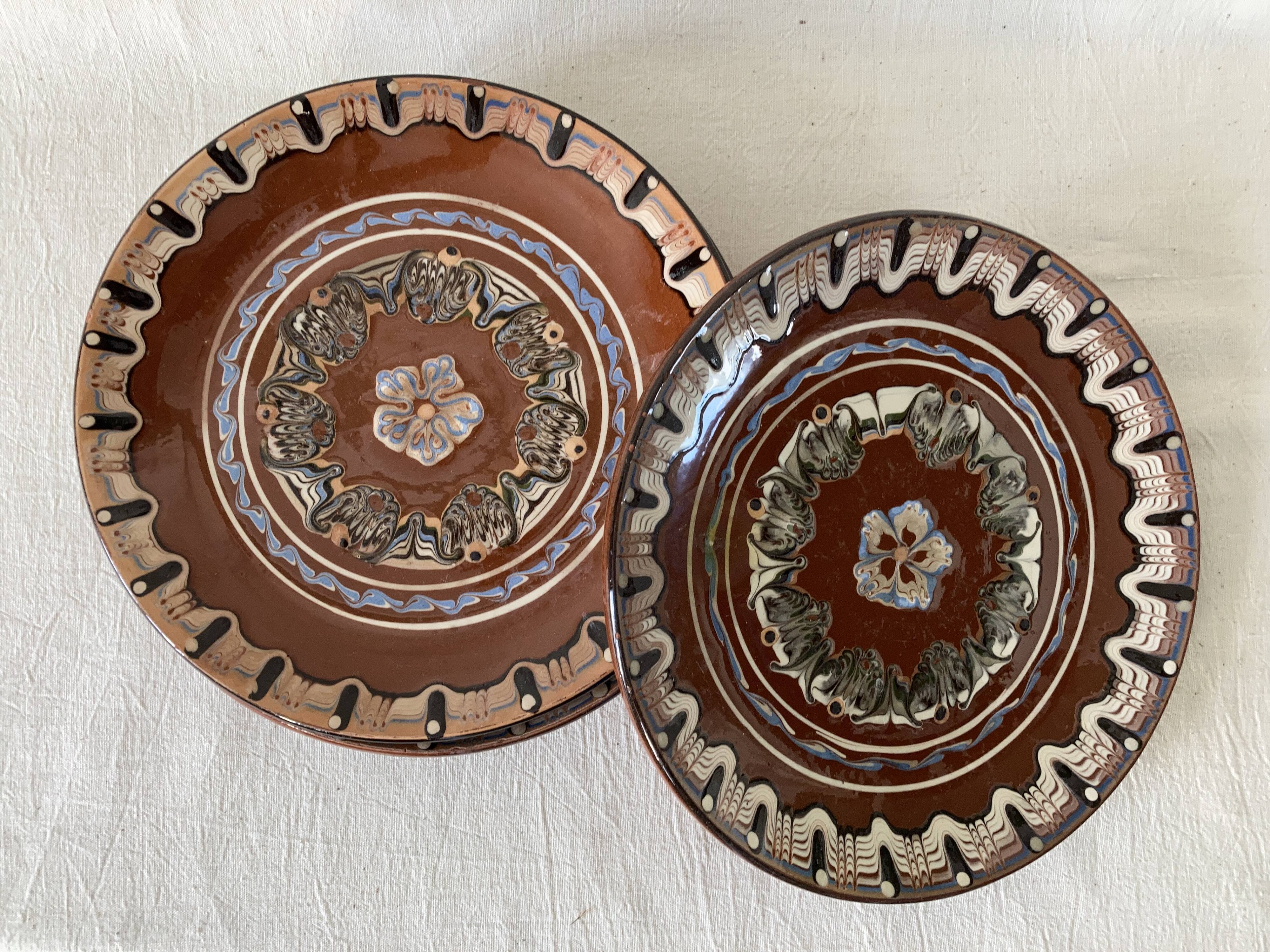 70s Bulgarian Troyan Pottery. Folk Art Ceramic Plates. Traditional Hand ...