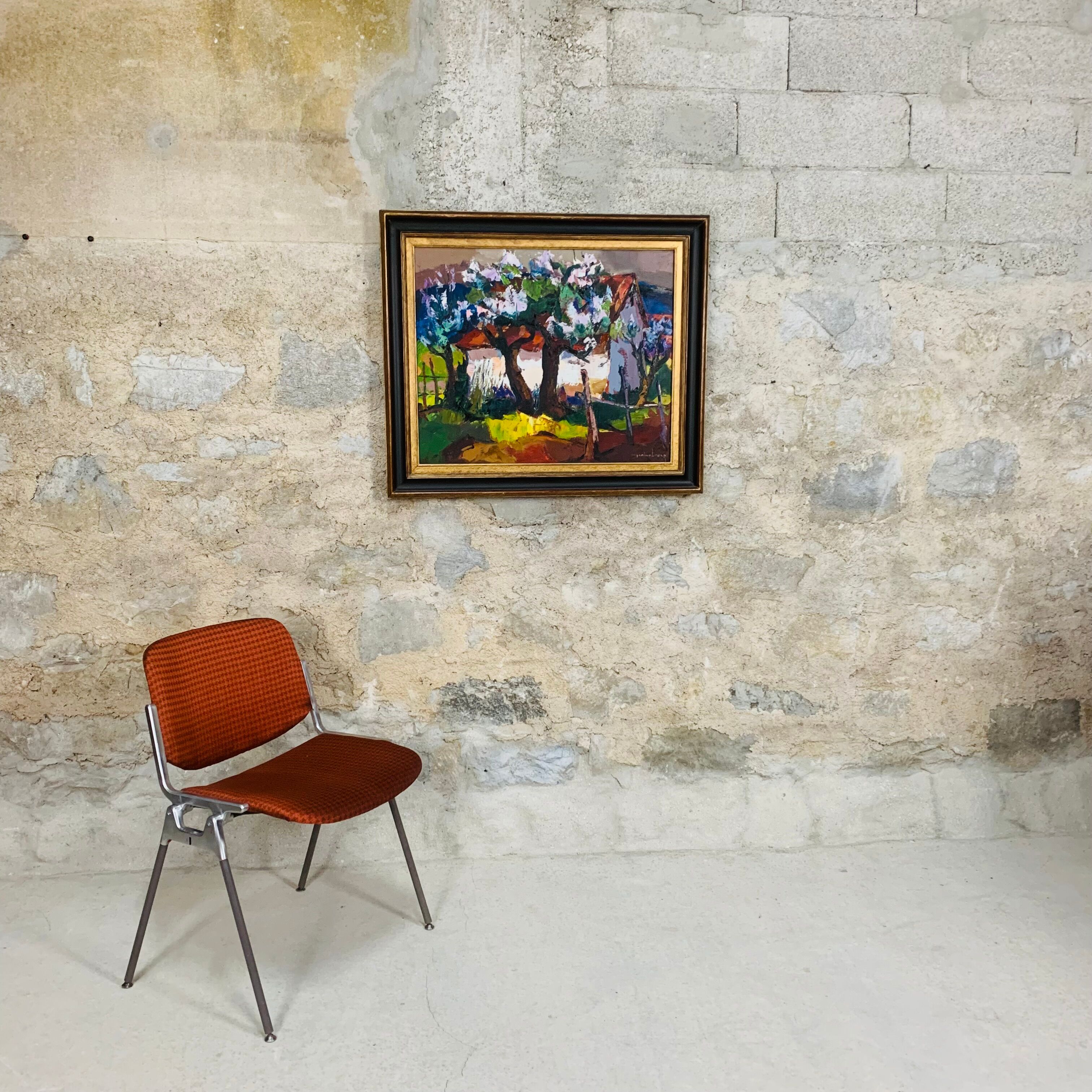 Tableau huile sur toile Bruno Perino né en 1925 pommiers en fleurs ...