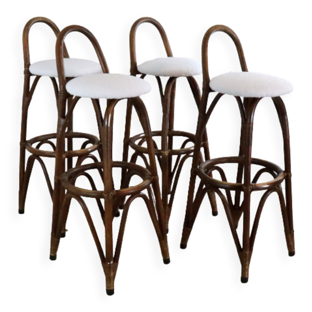 Lot de 4 tabourets tabourets de bar avec sellerie bouclé 'Kirchsar' | Selency