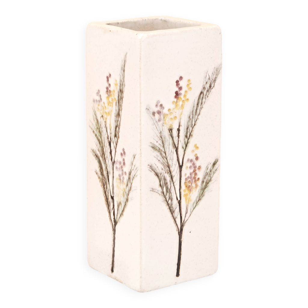 Vase herbier blanc en céramique de Raymonde Leduc, Vallauris années 60 ...