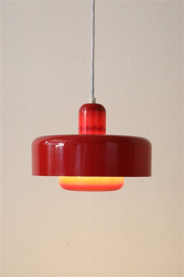 Red “Go-Go” pendant lamp by Dan Heersø for Vitrika / 1970s / Danish ...