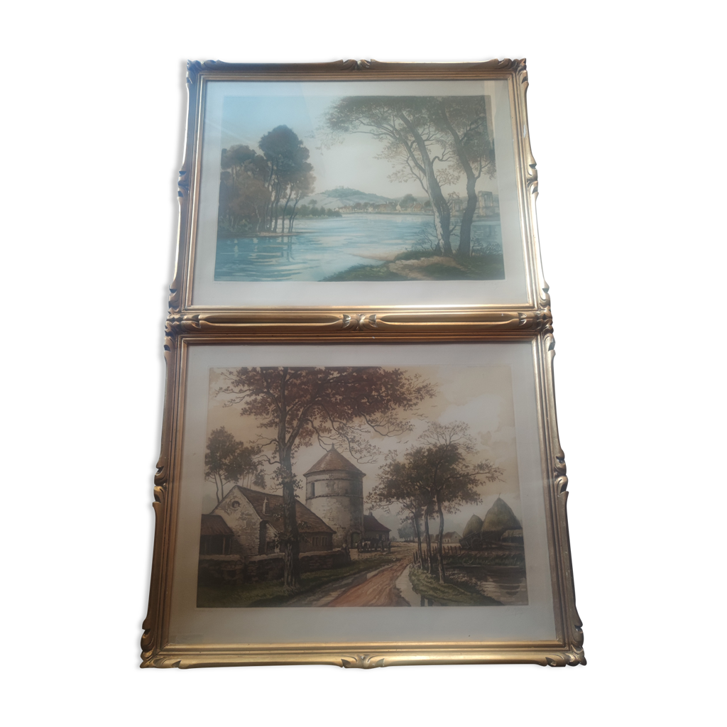 Paire de gravures par Francis Roth et Camilla Lucas 1936 | Selency