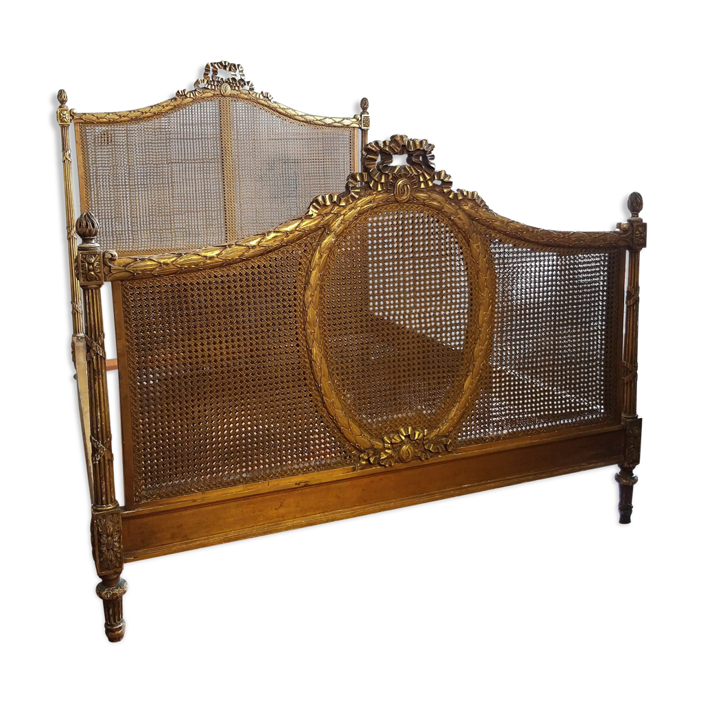 Lit Louis XVI en bois doré origine château en Touraine époque XIXème ...