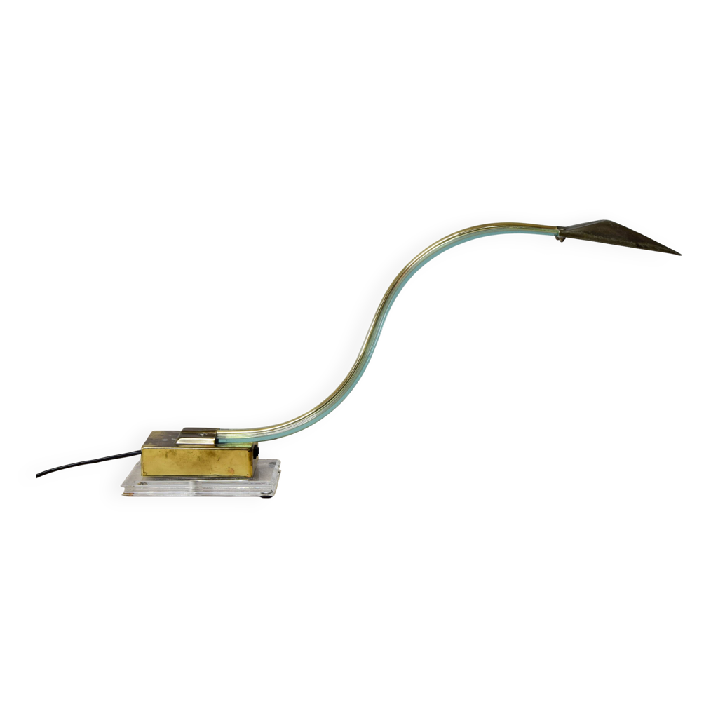 Mid Century Modern Lucite Serpent Table Lamp Cobra Brass | Selency