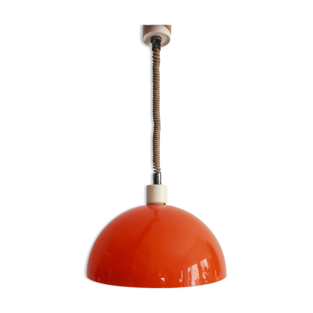 Suspension rétractable vintage plastique orange Années 70 | Selency