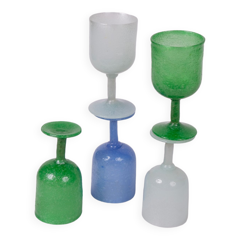 Verres à pied en verre bullé | Selency