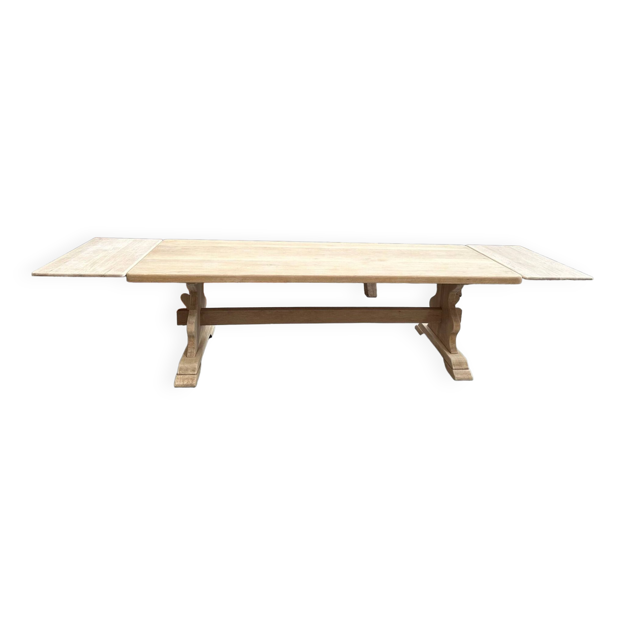 Grande table de type monastère en chêne et ses 2 rallonges | Selency